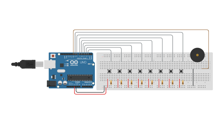 Circuit design Musical Keyboard - Tinkercad