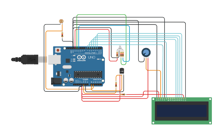 Circuit design Sensor de temperatura con LCD - Tinkercad