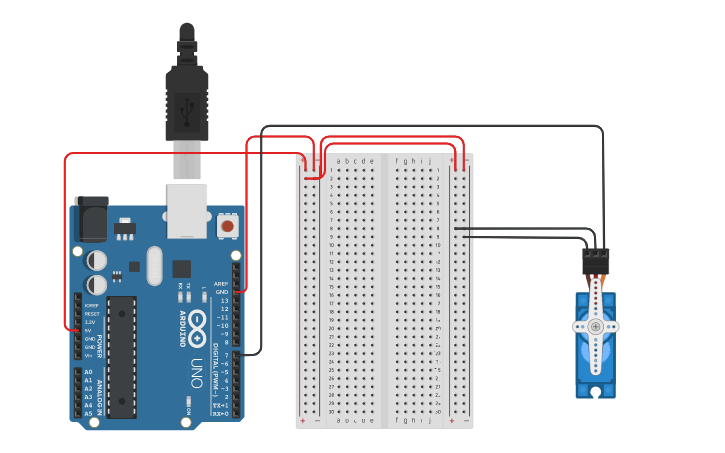 Circuit Design Girar Un Servomotor Tinkercad