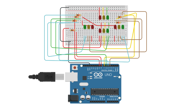 Circuit design Four Way Traffic Stop - Tinkercad