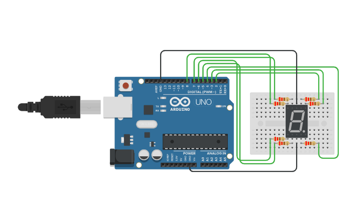 Circuit design Seven-Segment Counter - Tinkercad