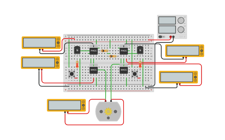 Circuit design Ponte H MOSFET | Tinkercad