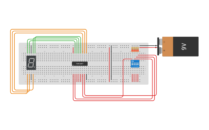 Circuit design 7447 Entegre İle 7 bitlik kod çözücü - Tinkercad