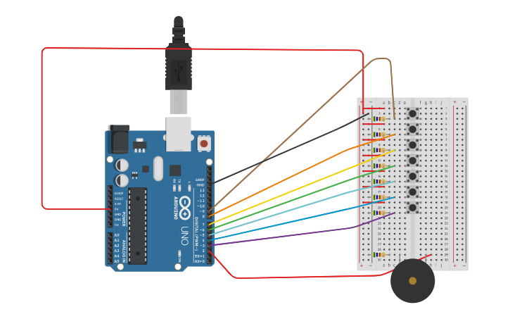 Circuit design piano arduino-act4 | Tinkercad Circuit design piano arduino-act4 | Tinkercad