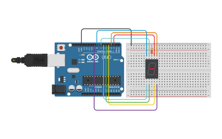 Circuit design Copy of Display 7 seg | Blocos + texto - Tinkercad