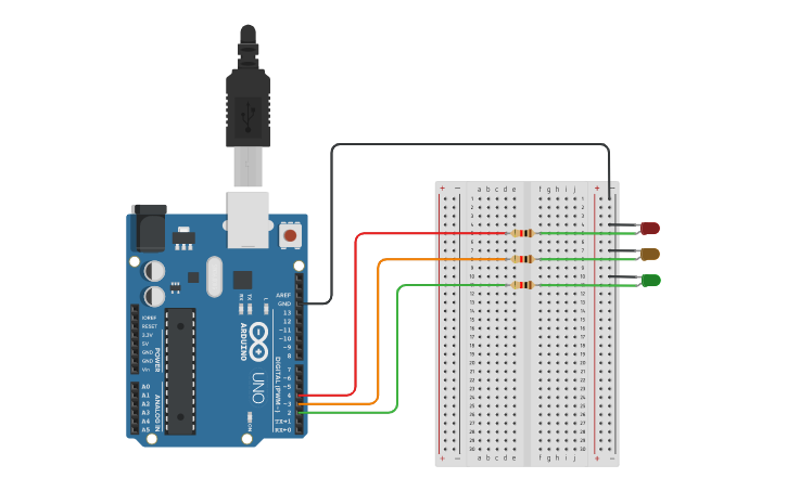 Circuit design TRAFFIC SIGNAL ARDUINO PROJECT. - Tinkercad