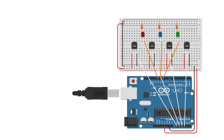 Circuit design Temperature sensors | Tinkercad