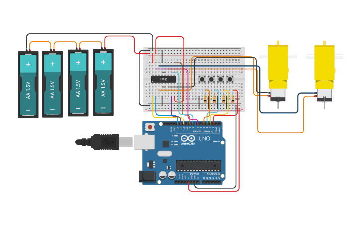 Circuit Design Revisão Motores Tinkercad