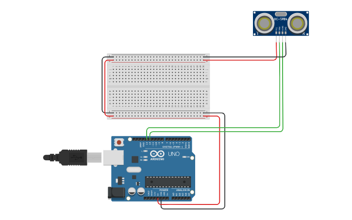 Circuit design Sensor Ultrasonico | Tinkercad
