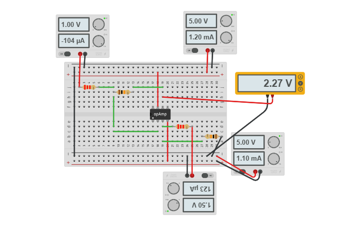 Circuit design differential amplifier - Tinkercad