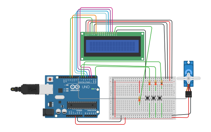Circuit design Copy of lcd ekranlı servo motor kontrolü - Tinkercad Circuit design Copy of lcd ekranlı servo motor kontrolü - Tinkercad