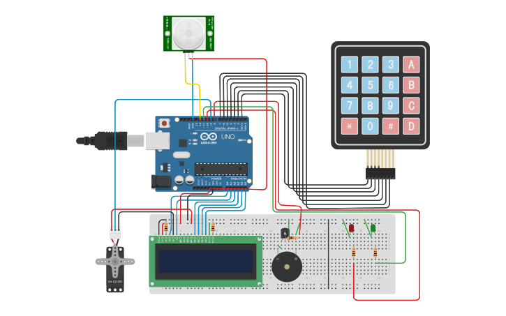 Circuit Design Password Door Lock System Tinkercad