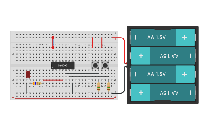 Circuit design Practica 4: puerta NOR - Tinkercad