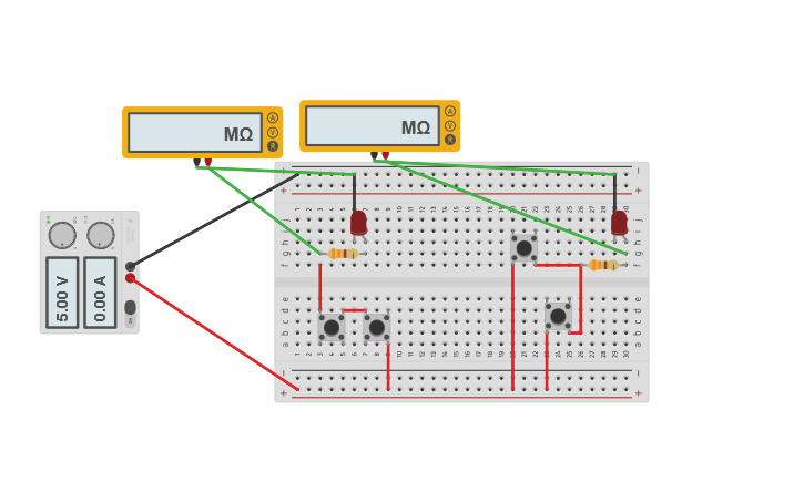 Circuit design Push Buttons series and parallel - Tinkercad