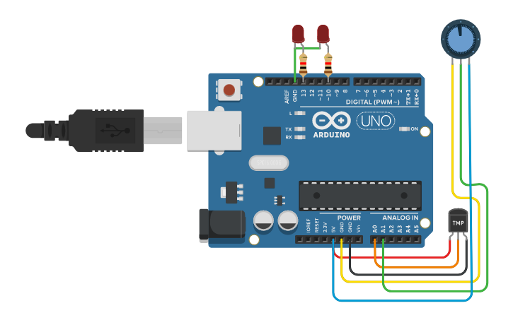 Circuit Design Tmp Sensor With Potentiometer Tinkercad