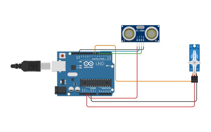 Circuit design Smart Dustbin - Tinkercad