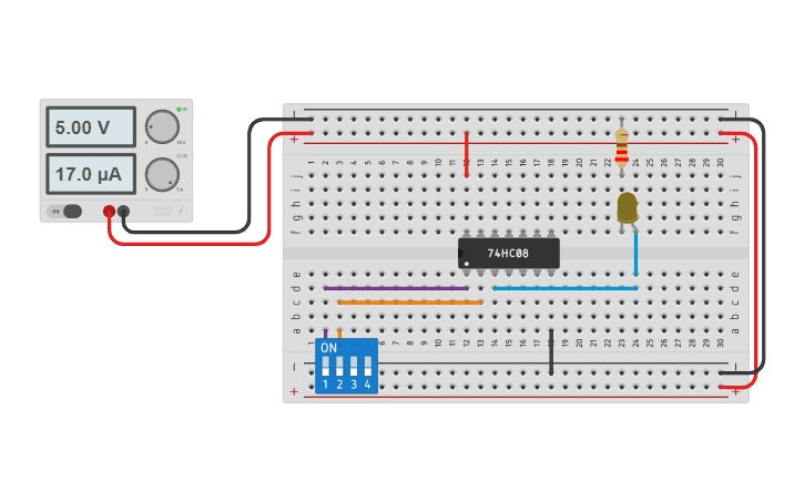 Circuit design circuito con porta logica AND | Tinkercad