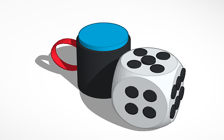 3D design Cup of Water & dice - Tinkercad