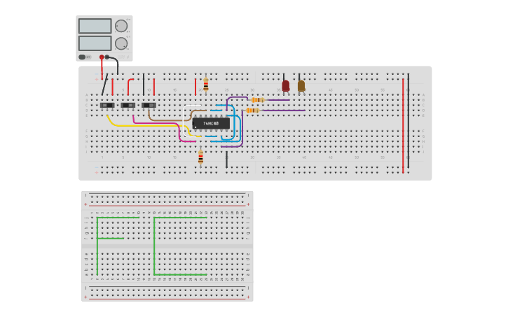 Circuit design Flip Flop RS com CLOCK - Tinkercad