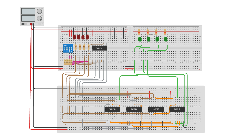 Circuit design 4 bit - Tinkercad