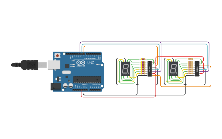 Circuit design Display 7 Segmentos - Tinkercad