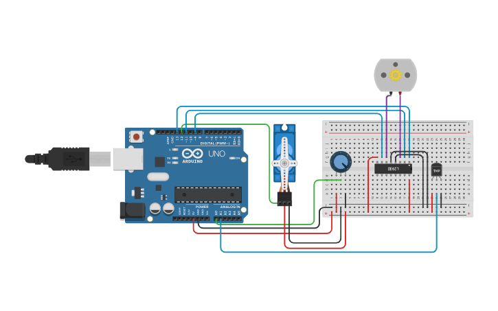 Circuit Design Servo Motor Potentiometer Temperature Tinkercad