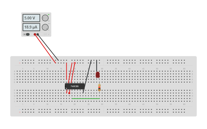 Circuit design IC 74HC86 - Tinkercad