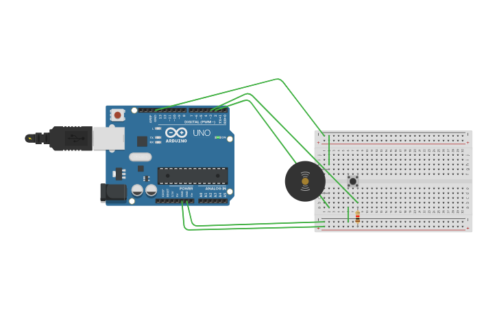 Circuit design PieZo - Tinkercad