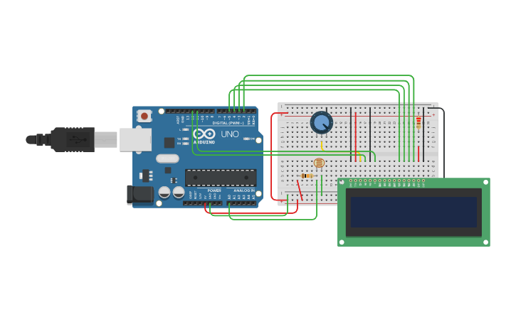 Circuit design Photoresistor with LCD FINAL - Tinkercad