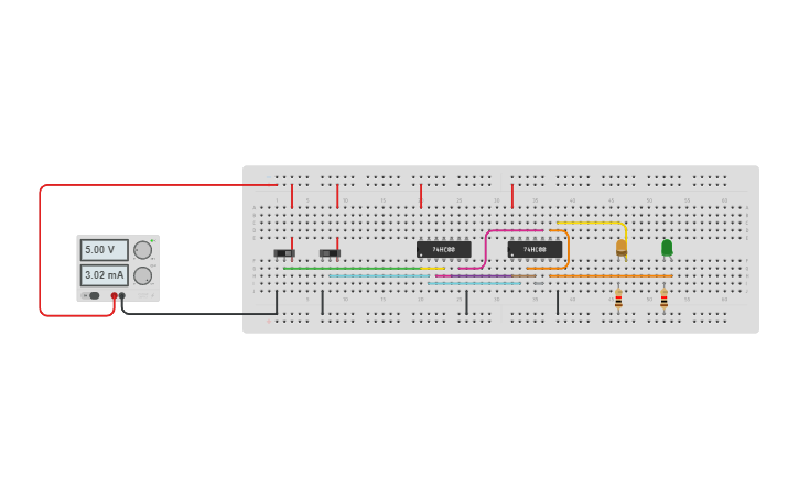 Circuit design Half adder using NAND gates - Tinkercad
