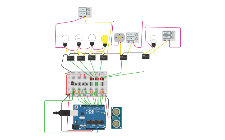 Circuit design Water Level Control - Tinkercad