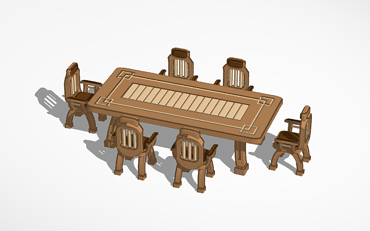 3D design Alternate Dining Room Table and Chairs July 2023 - Tinkercad