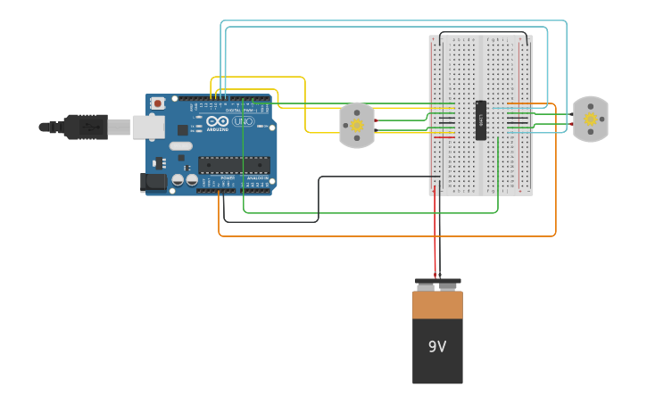 Circuit design L293D PWM CONTROL - Tinkercad