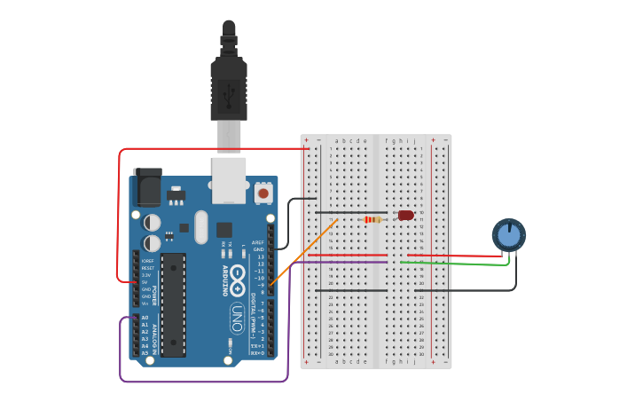 Circuit Design Potentiometer With A Led Tinkercad