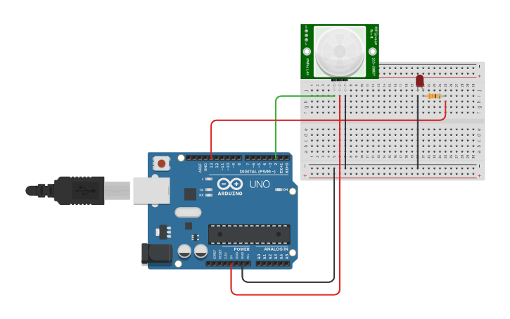 Circuit design Motion Detector - Tinkercad