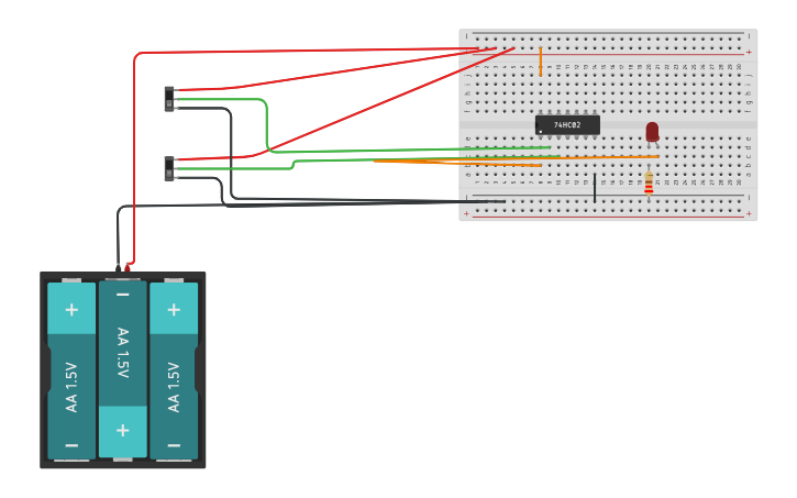 Circuit design Copy of NOR GATE 7402 - Tinkercad