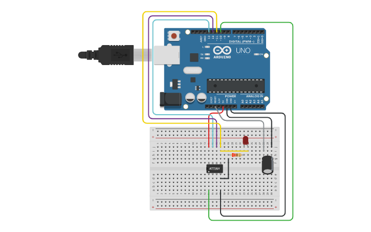 Circuit design programming the ATTiny - Tinkercad