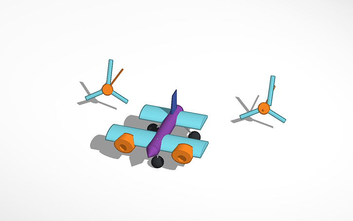 3D design Aircraft with twin V8 engine and propeller | Tinkercad
