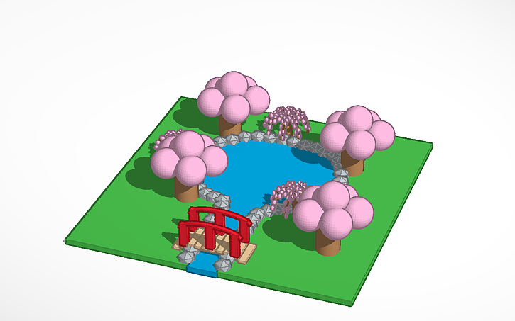 3D design japanese garden - Tinkercad