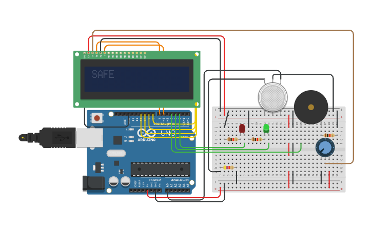 Circuit design Digital Fire Alarm - Tinkercad