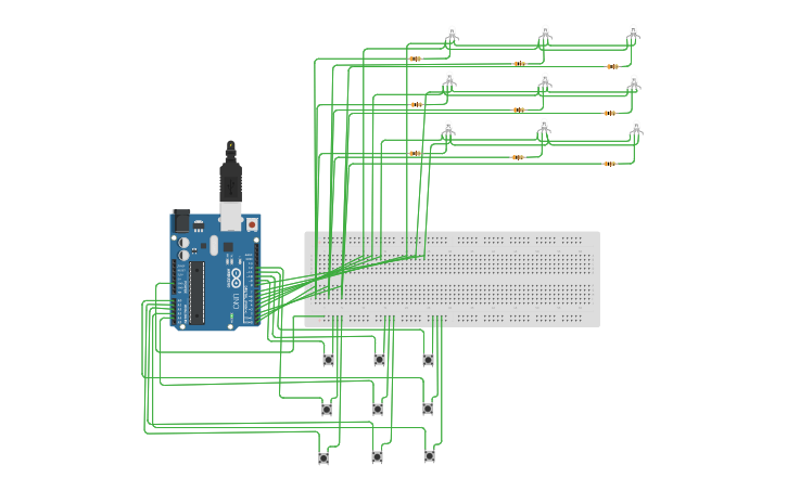 Circuit design tic-tac-toe - Tinkercad