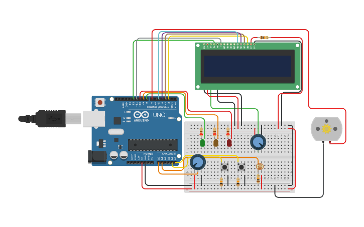 Circuit design sistema de riego por goteo automatizado - Tinkercad