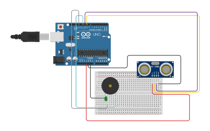 Circuit design touchless doorbell - Tinkercad