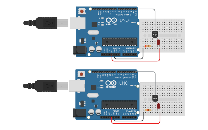 Circuit design Transistores y Arduino - Tinkercad