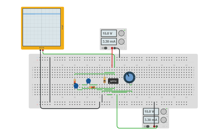 Circuit design Wien Bridge oscillator - Tinkercad Circuit design Wien Bridge oscillator - Tinkercad