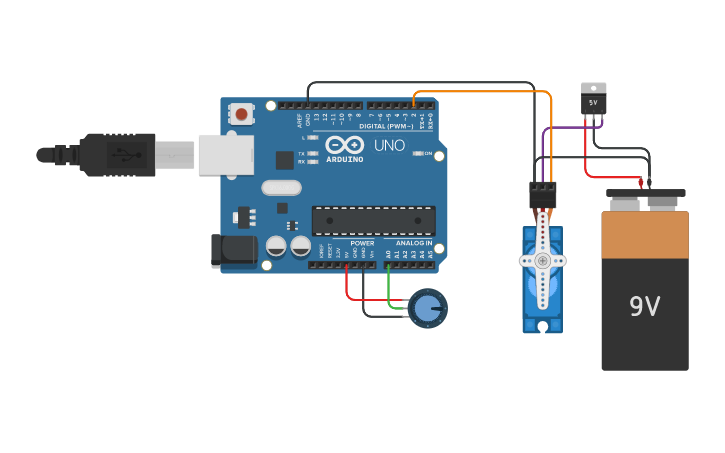 Circuit design SERVO CONTROL | Tinkercad