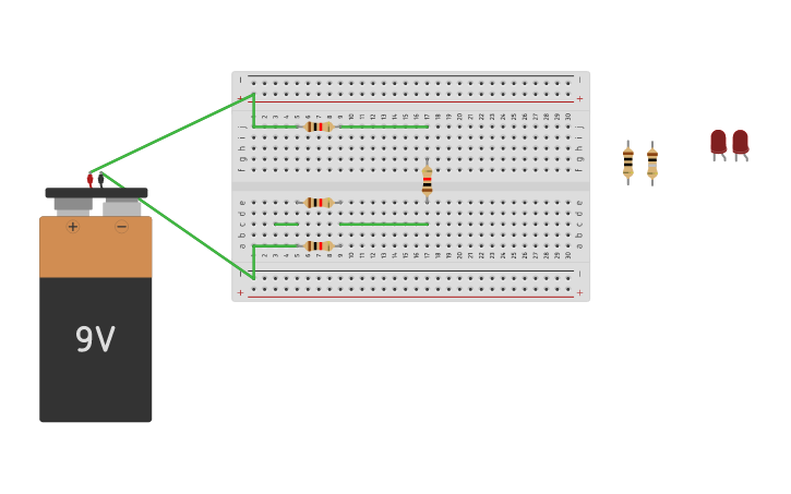 Circuit design Copy of First breadboard | Tinkercad