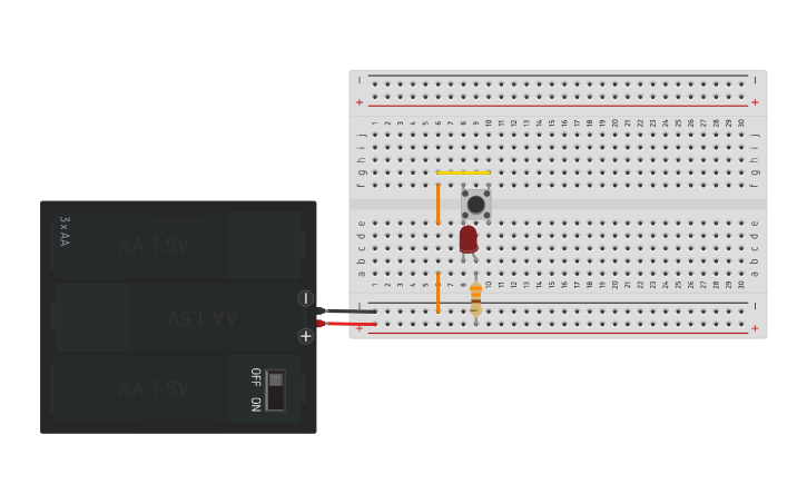 Circuit design Chapter1-1-1 LED ON/OFF circuit - Tinkercad
