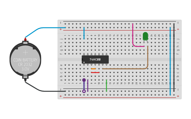 Circuit design AND gate using NAND gate - Tinkercad