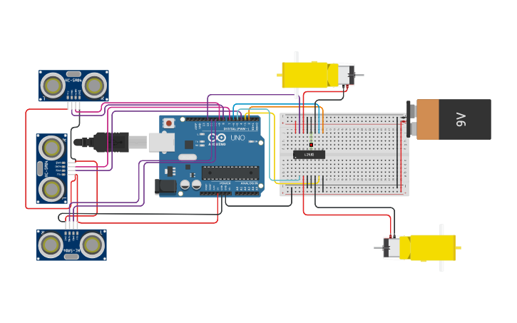 Circuit design Smart Vehicle - Tinkercad